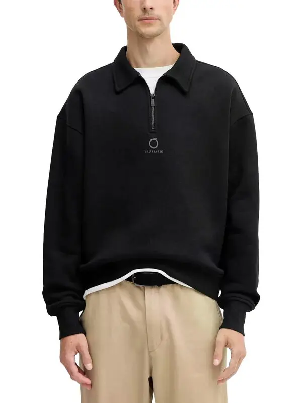 TRUSSARDI Zip Collar Sweatshirt - Black