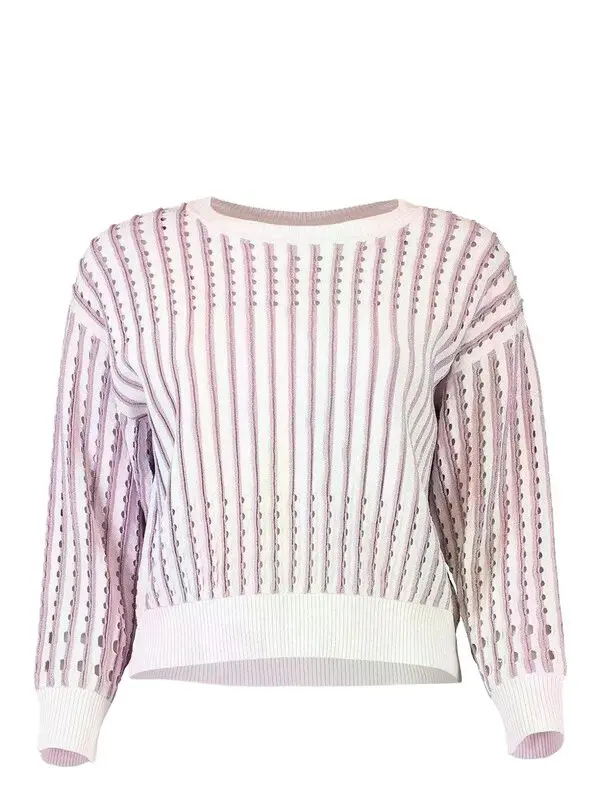 CHRISTY LYNN Anaya Pinstripe Openwork Sweater - White