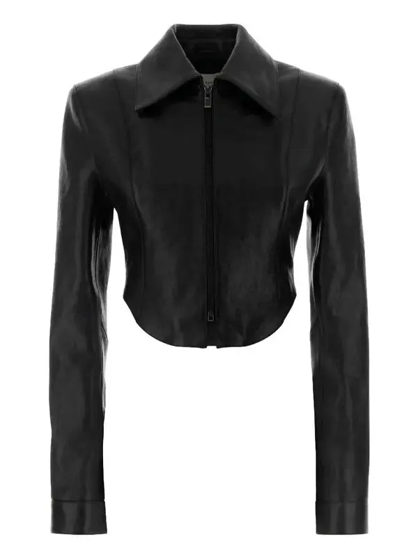 Magda Butrym Collared Leather Jacket - Black