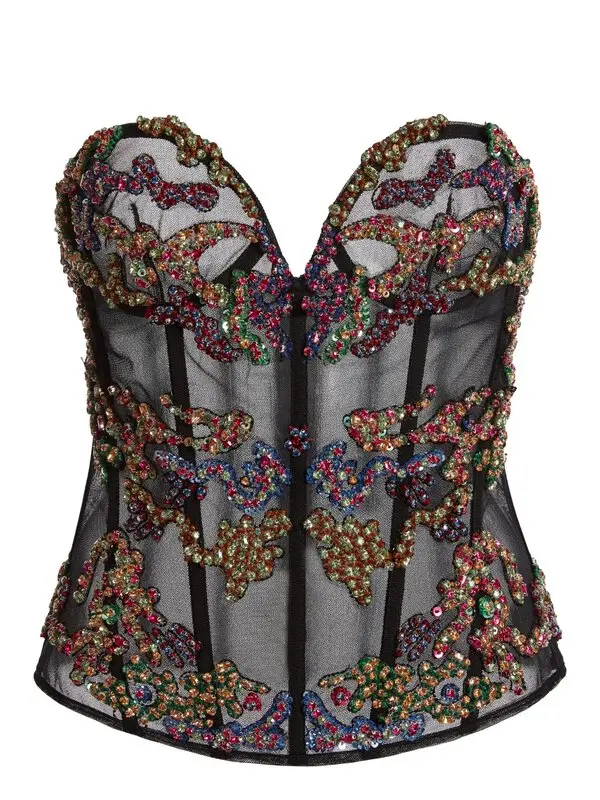 Zuhair Murad Embroidered Strapless Bustier Top - Multi