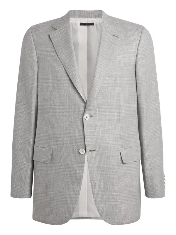 Brioni Wool-silk Check Ravello Blazer - Grey