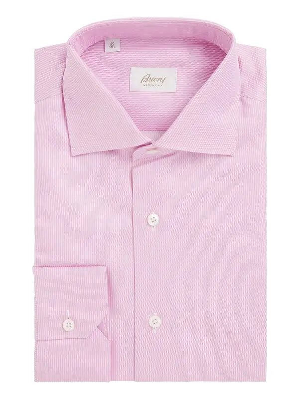 Brioni Cotton Stripe Shirt - Pink