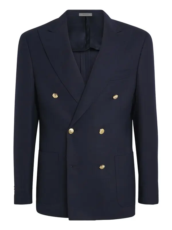 Corneliani Virgin Wool Double-breasted Blazer - Navy