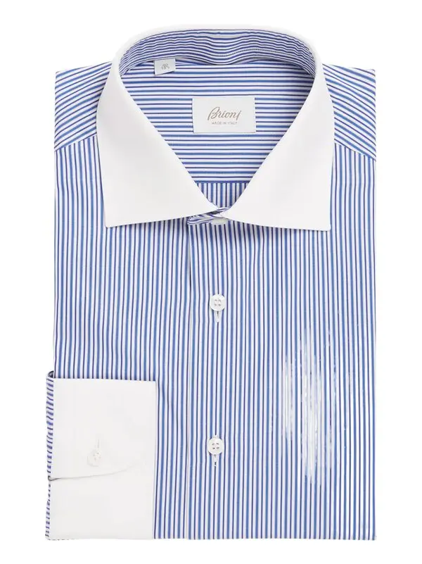 Brioni Cotton Stripe Shirt - Blue