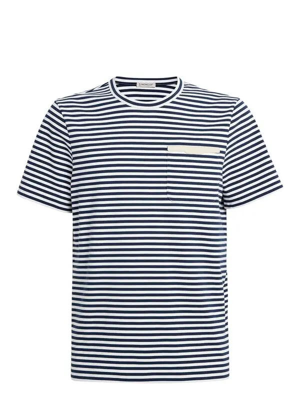 Moncler Cotton Striped T-shirt - Blue