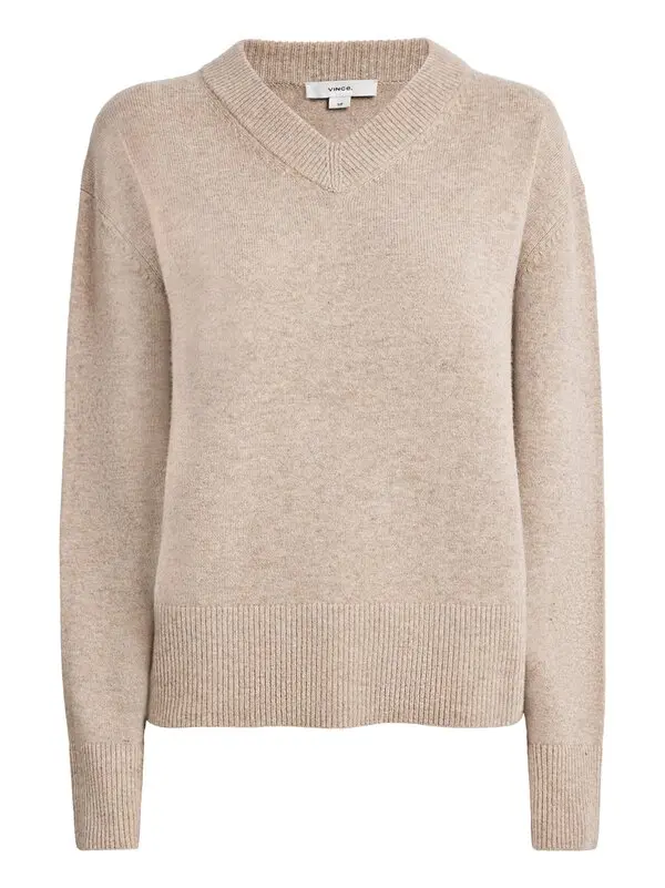 Vince Wool-blend V-neck Sweater - Beige