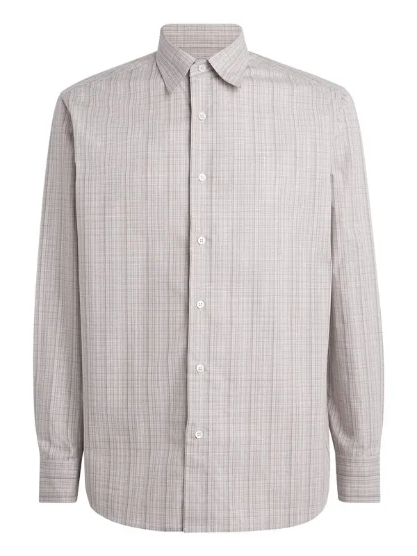 Brioni Cotton Check Shirt - Nude