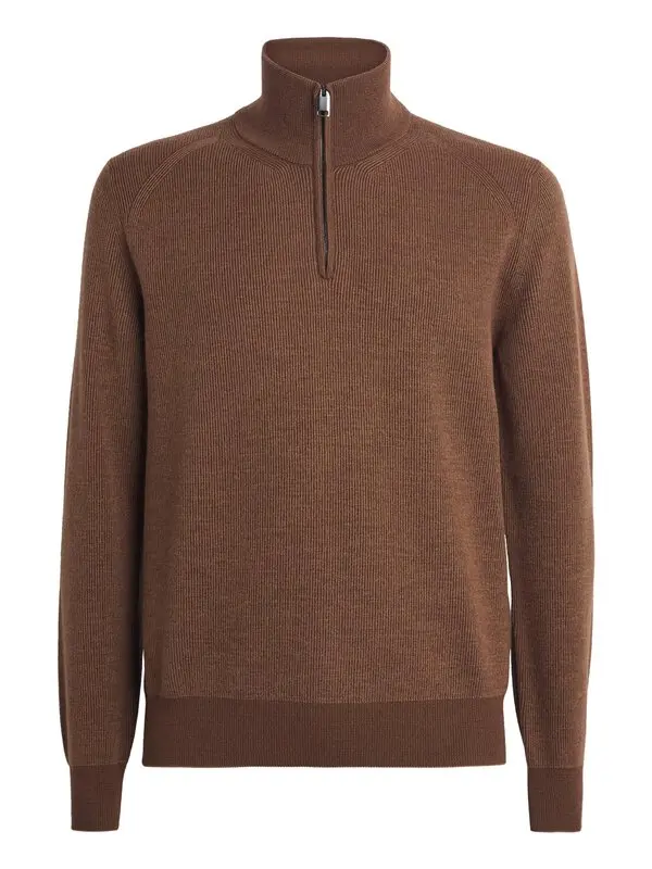 Brioni Cashmere-wool Half-zip Sweater - Brown