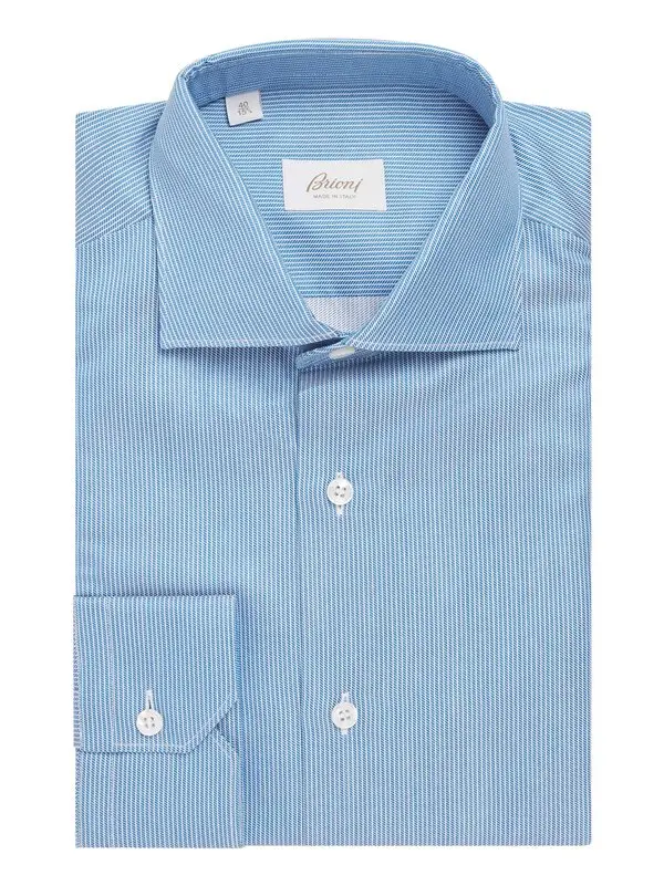 Brioni Cotton Stripe Shirt - Blue