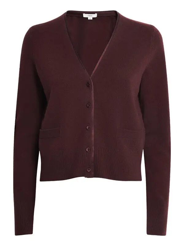 Vince Wool-blend Satin-trim Cardigan - Red