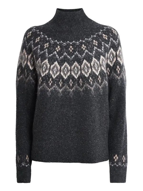 Vince Cashmere Fair Isle Motif Sweater - Grey