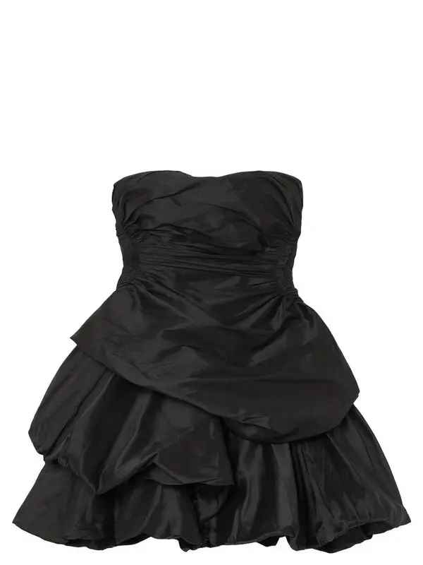 Aje Daybreak Strapless Ruched Taffeta Mini Dress - Black