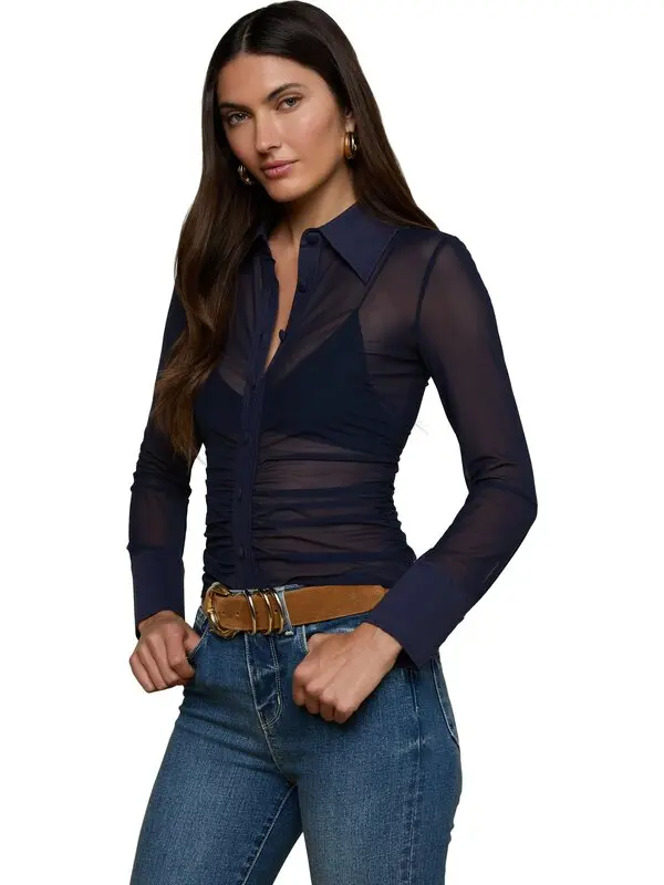 L'Agence Isola Mesh Blouse - Midnight