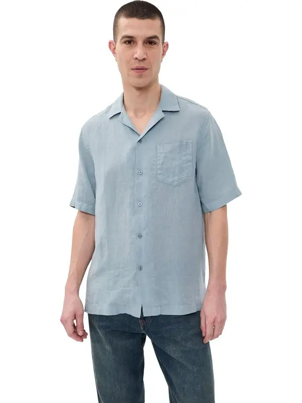 Frescobol Carioca Angelo Gd Linen Short Sleeve Shirt - Coastal Blue