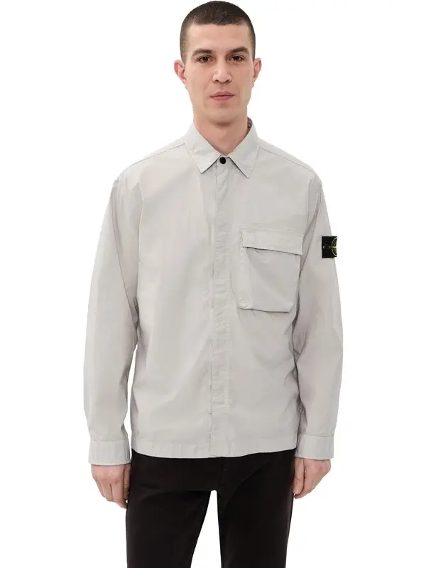 Stone Island Lightweight Stretch Cotton Overshirt - Pearl Grey