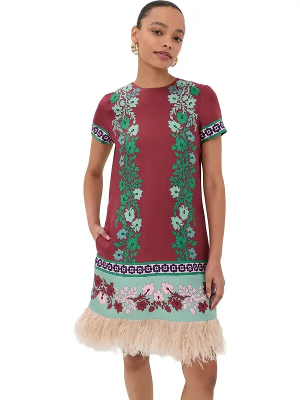 La DoubleJ Mini Swing Dress With Feathers - Regalia Placee