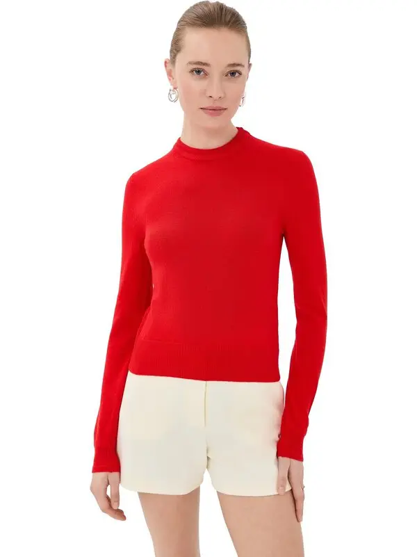 JIL SANDER Crew Neck Long Sleeve Sweater - Rouge