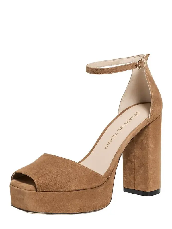 STUART WEITZMAN Sabrina Ankle-strap Platform Heels - Toasted Almond