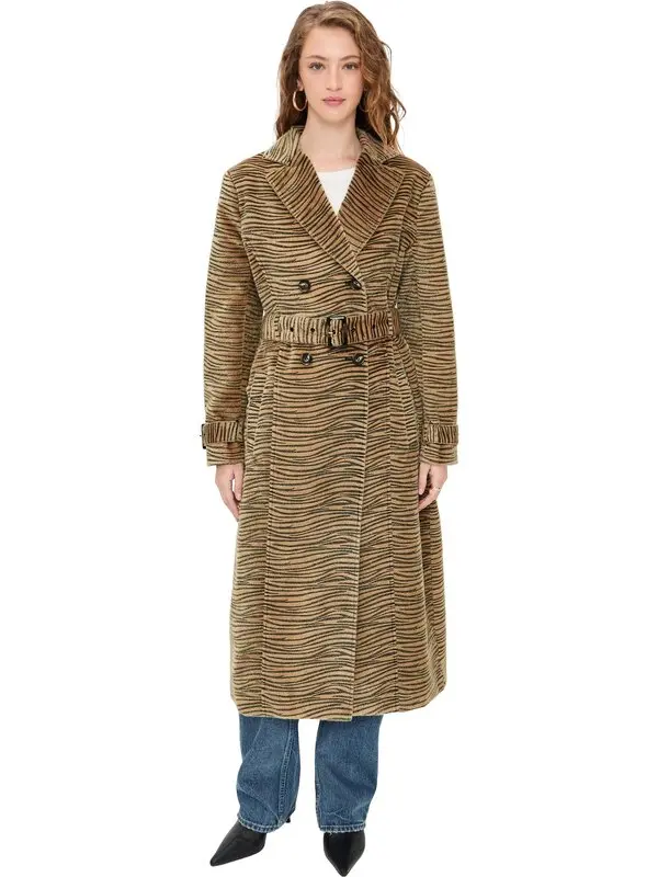 LAMARQUE Leslie Faux Fur Trench Coat - Tiger