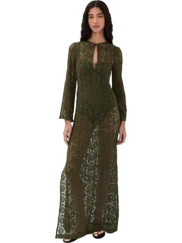 NILI LOTAN Della Crochet Dress - Army Green