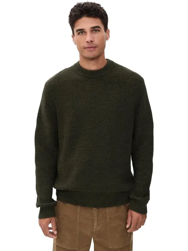 Madewell Cotton Shaker-stitch Crewneck Sweater - Foliage Green Marl