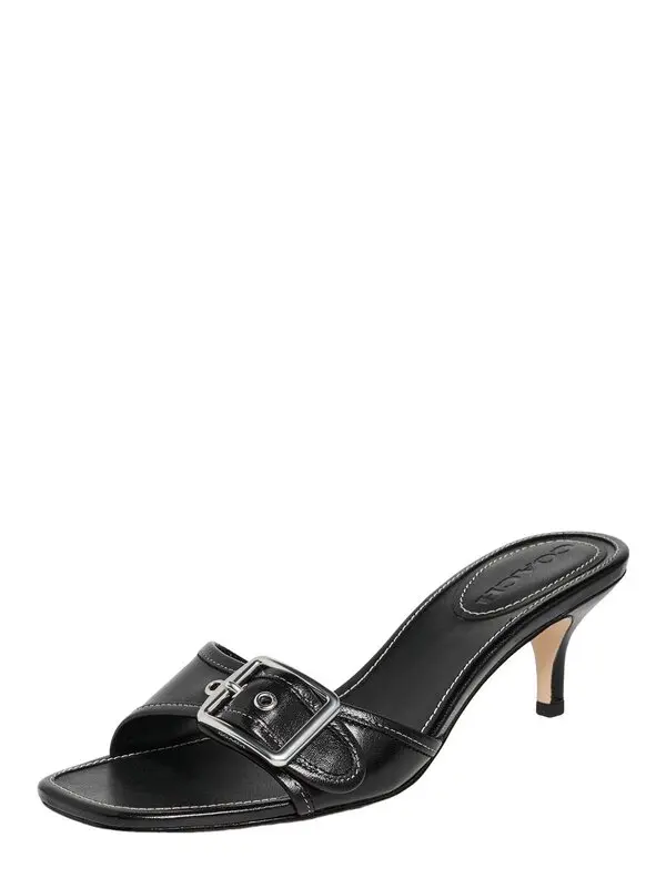 COACH Margot Jacquard Buckle Sandals - Black