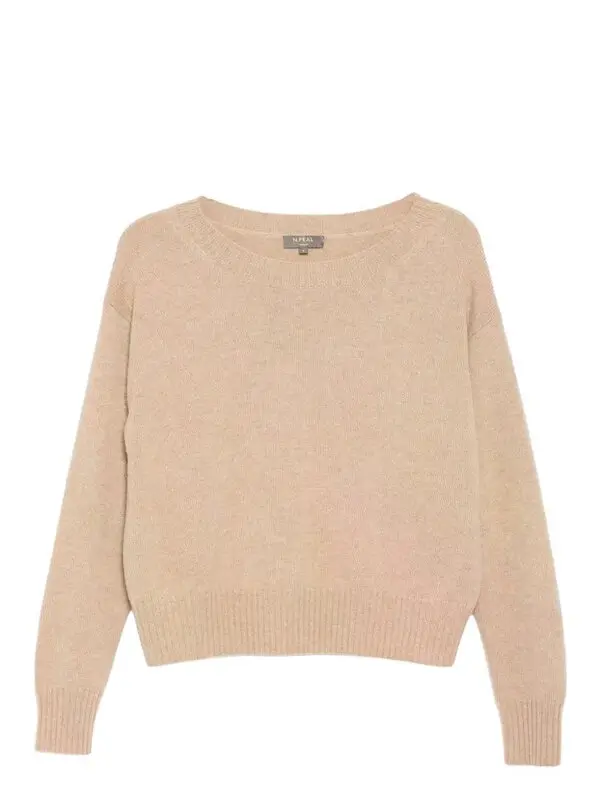 N.peal Crop Boat Neck Jumper - Neutrals