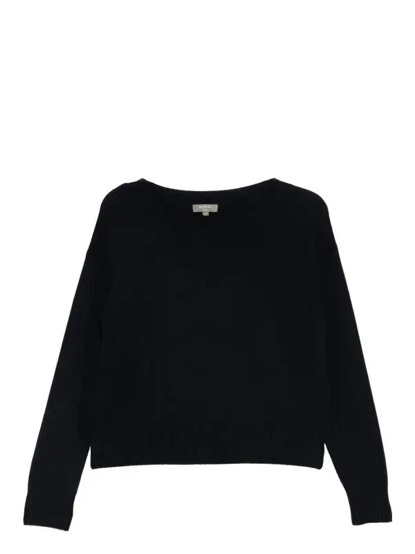 N.peal Boat Neck Crop Knitwear - Black