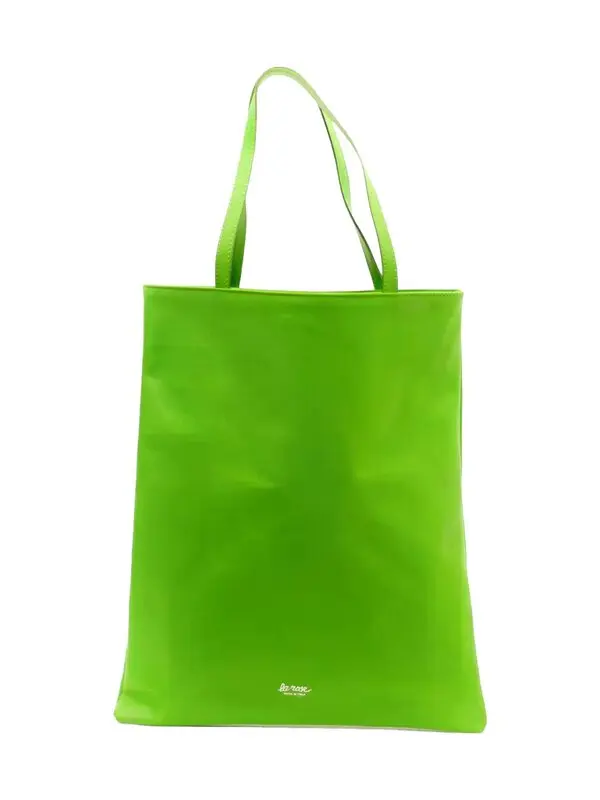LA ROSE Leather Tote Bag With Logo Detail - Green