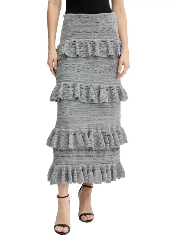 Luisa Spagnoli Ruffled Midi Skirt - Grey