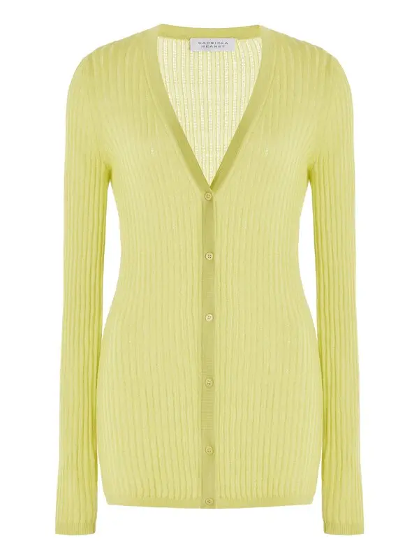 Gabriela Hearst Emma Pointelle Knit Cardigan - Lime Adamite