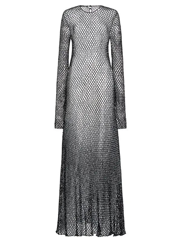 Gabriela Hearst Xavier Crochet Maxi Dress In Beaded Cashmere - Black