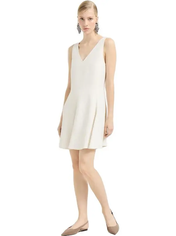 Brunello Cucinelli Fluid Twill Mini Dress - Ivory