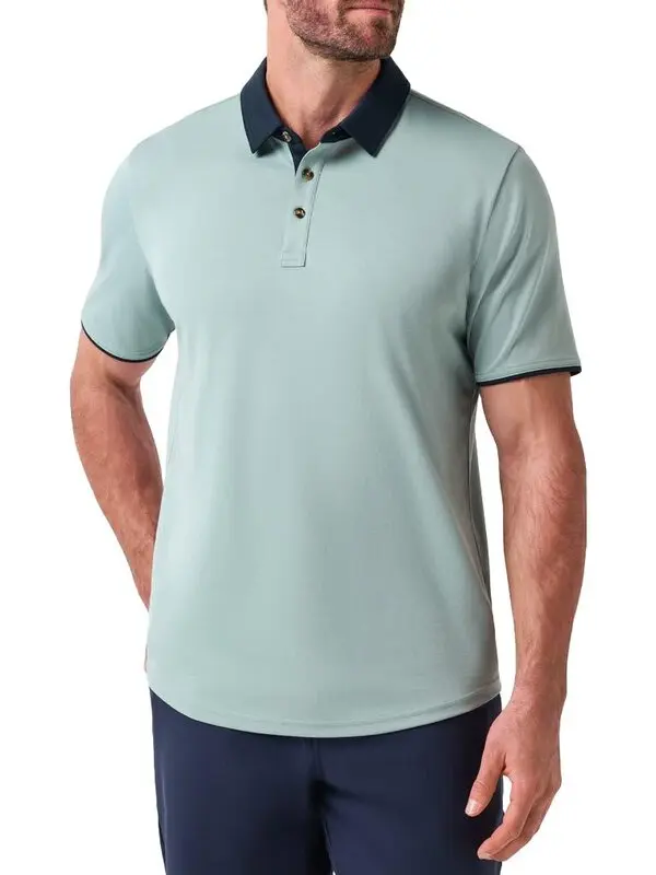 Travis Mathew All Day Social Club Contrast Collar Cotton Blend Polo Shirt - Arona