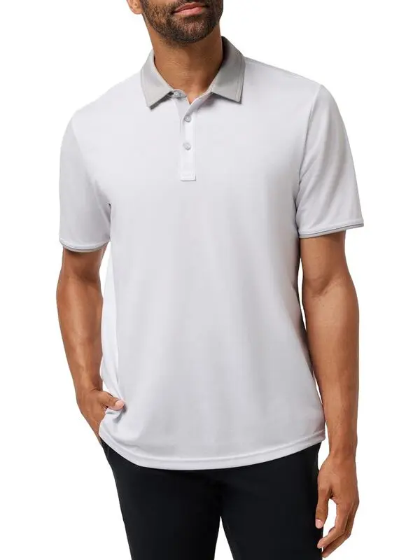 Travis Mathew All Day Social Club Contrast Collar Cotton Blend Polo Shirt - White