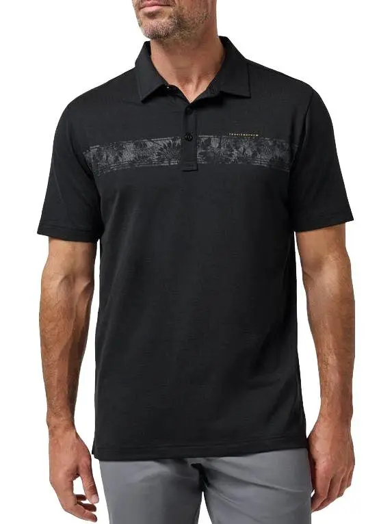 Travis Mathew Flight Chest Stripe Jersey Polo - Black
