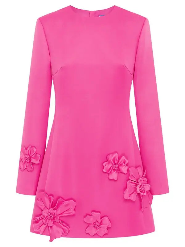 LEO LIN Aliza Flower-appliquéd Mini Dress - Pink