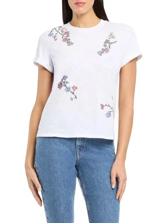 Cinq À Sept Bree Whispering Vines Beaded Cotton T-shirt - White Multi