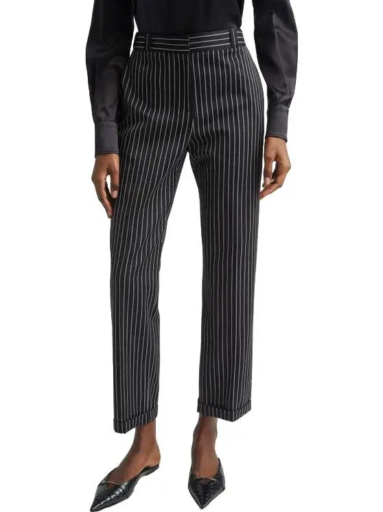 TOM FORD Stripe Wool & Cotton Barathea Trousers - Black/ecru