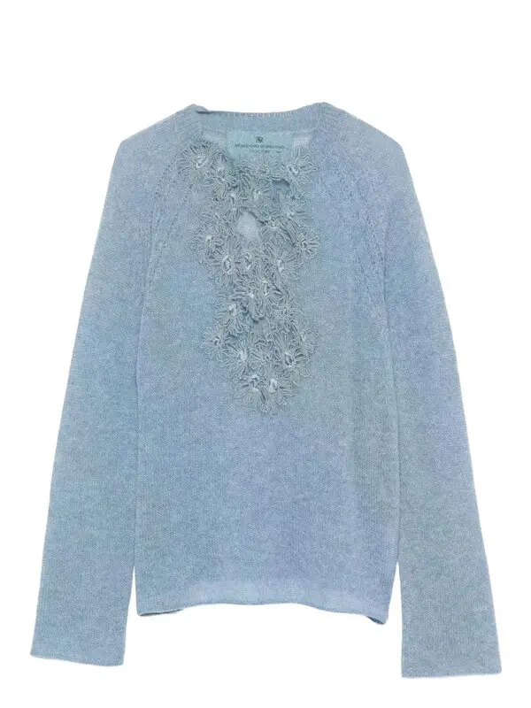 Ermanno Scervino Floral-appliqué Sweater - Blue
