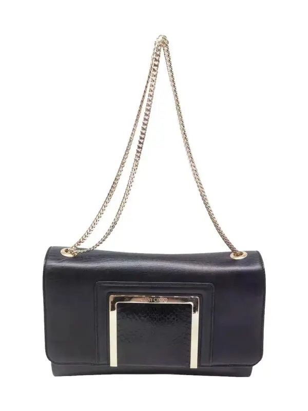 JIMMY CHOO Alba Leather Shoulder Bag - Black