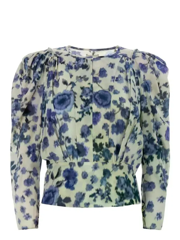 Isabel Marant Floral-print Long-sleeve Blouse - Neutrals