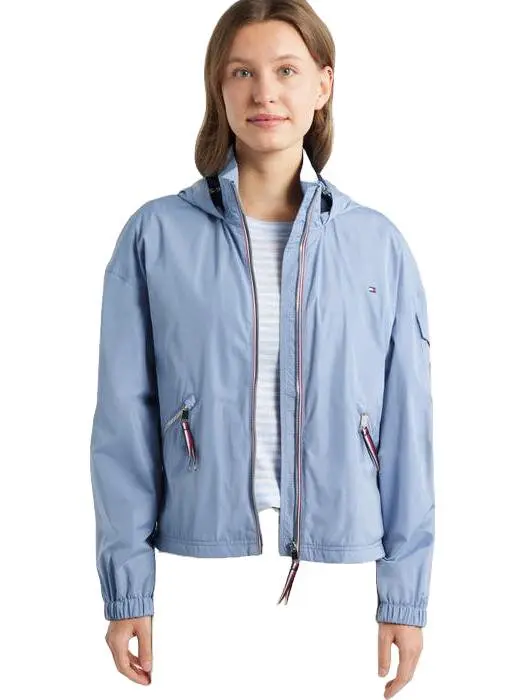 Tommy Hilfiger Hooded Windbreaker Jacket - Brisk Blue