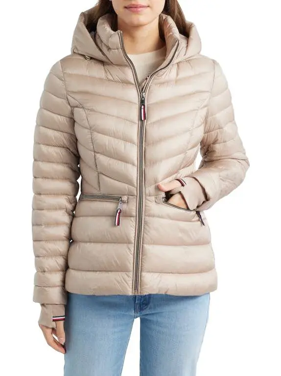 Tommy Hilfiger Packable Chevron Puffer Jacket - Champagne