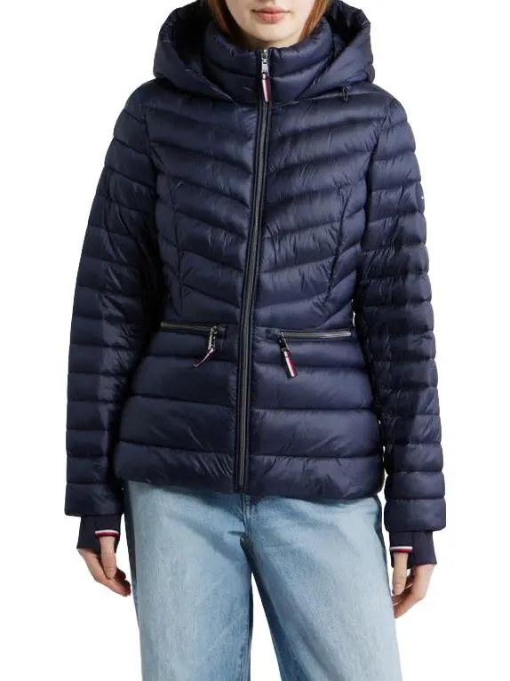 Tommy Hilfiger Packable Chevron Puffer Jacket - Navy