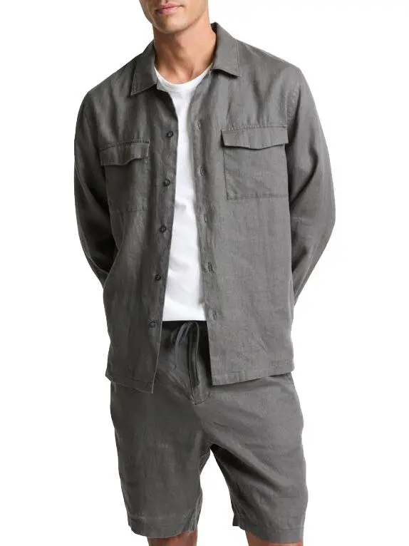 Vince Linen Garage Button-up Shirt - Slate