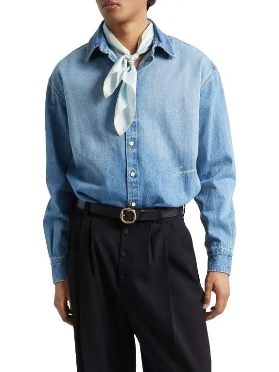 Jacquemus La Chemise De-nîmes Simon Denim Button-up Shirt - Blue/tabac