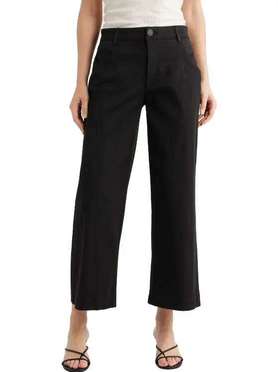 Wit & Wisdom Wyatt Skyrise Crop Wide Leg Twill Pants - Black