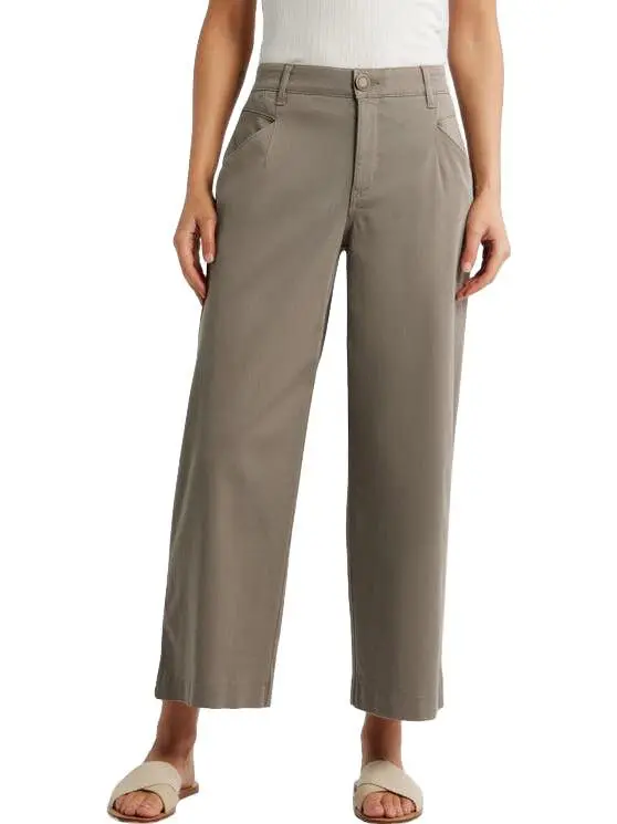Wit & Wisdom Skyrise Crop Wide Leg Twill Pants - Brindle Olive