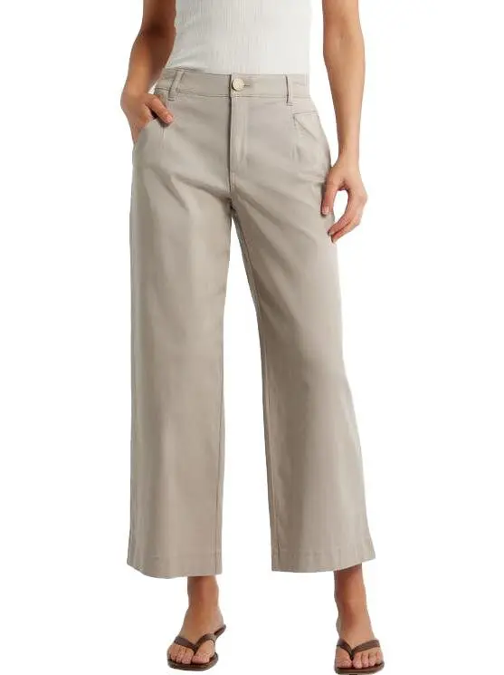 Wit & Wisdom Skyrise Crop Wide Leg Twill Pants - Flax